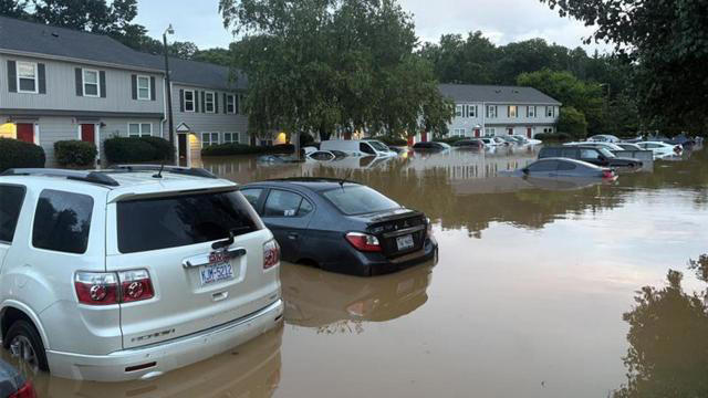Latest: Sky 5 shows severe Durham flooding from Eno River, cars ...