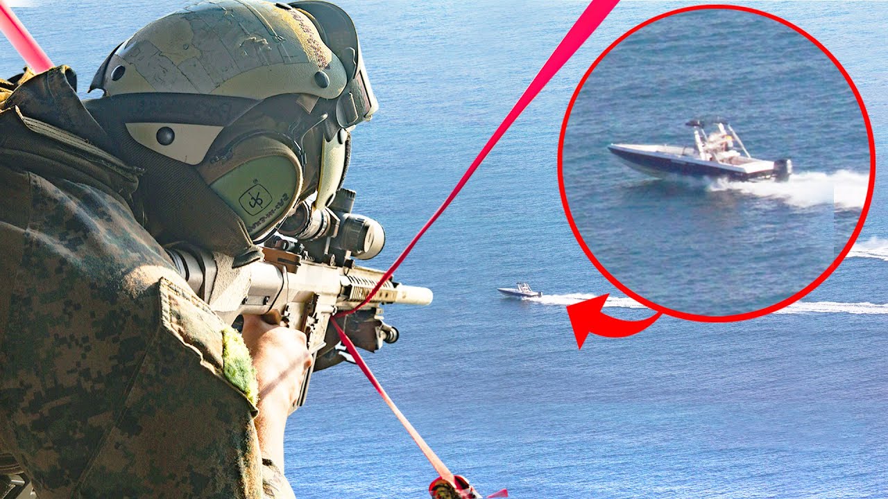 US Snipers Take Out Speeding Boat from Helicopter