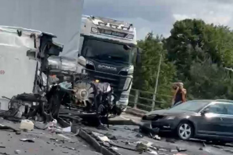 Horror footage shows aftermath of major eight-vehicle M60 crash