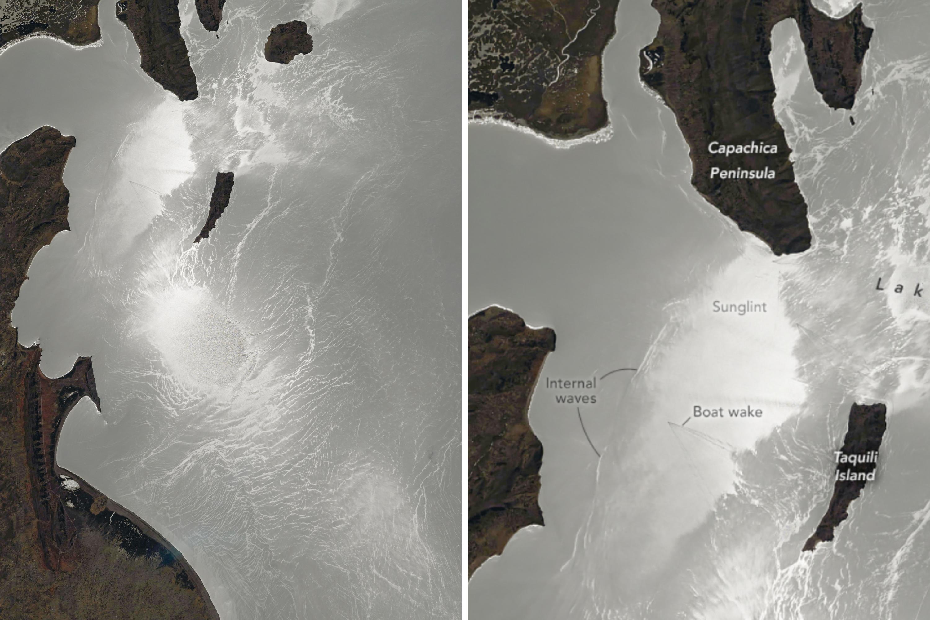 Satellite image shows 'optical phenomenon' captured by NASA over Peru Lake