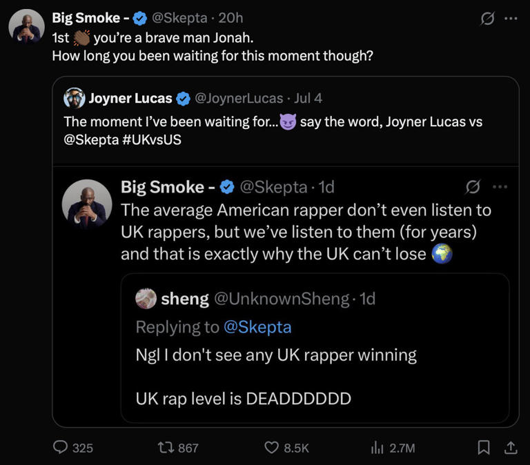 Skepta Calls Joyner Lucas 'Brave' for Rap Battle Challenge: 'How Long ...