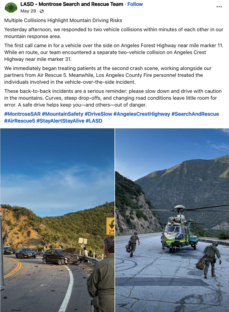 I Just Saw A Horrible Car Crash On Angeles Crest And It's A Reminder Of How Dangerous Driving Is