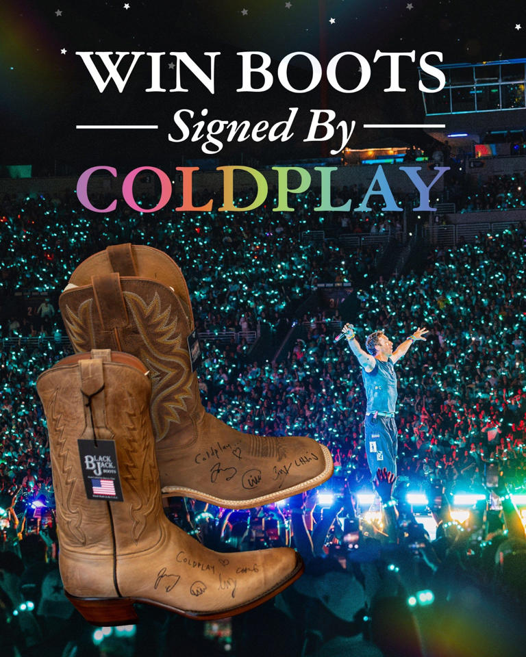 Win Tony Lama boots signed by Coldplay band members