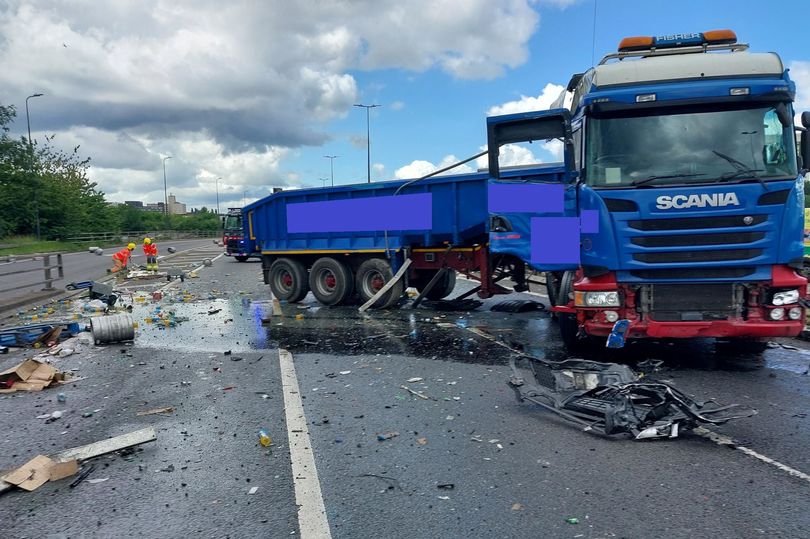 Photos show aftermath of eight vehicle crash as motorway shut for 11 hours