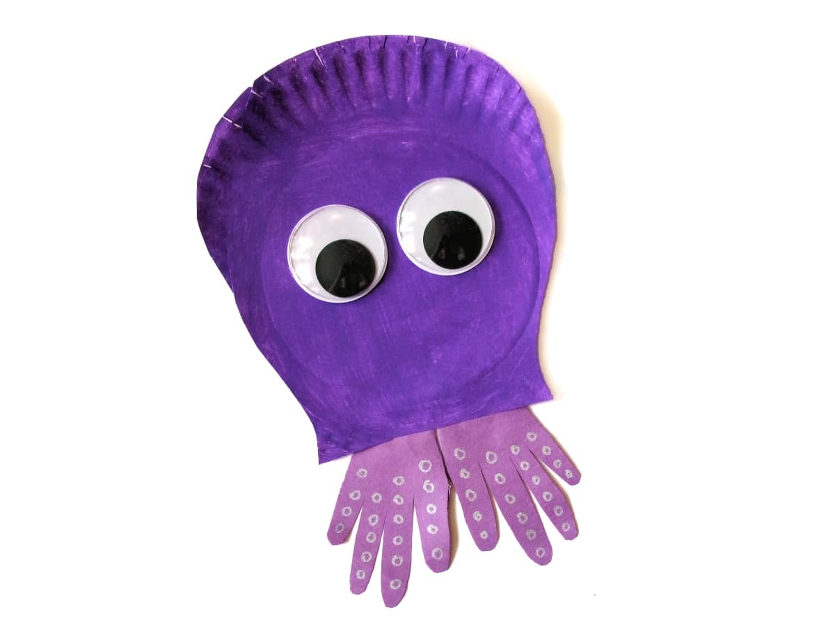 Easy Handprint Paper Plate Squid Craft for Toddlers and Preschoolers