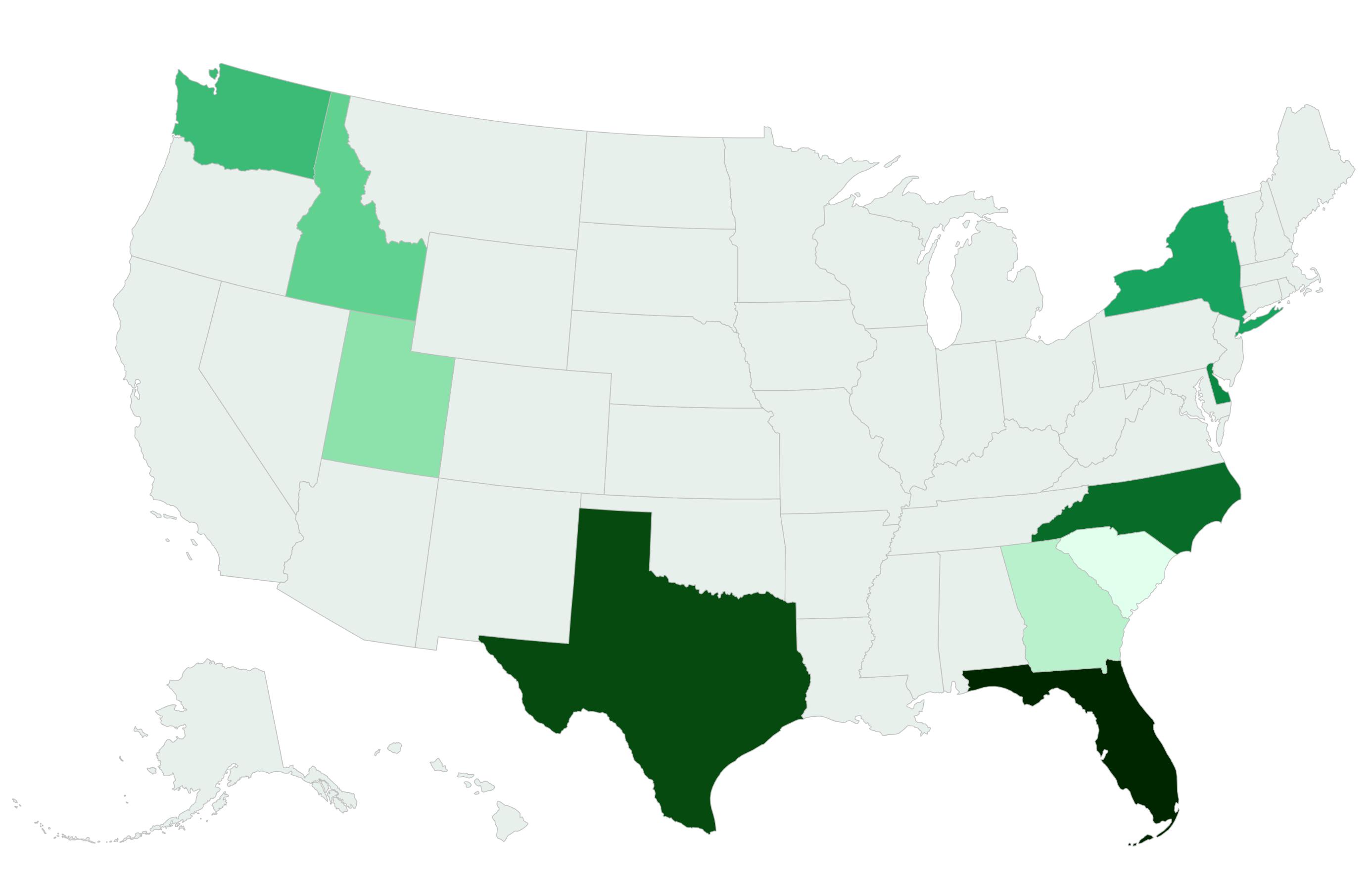 Map shows states most and least prepared for recession