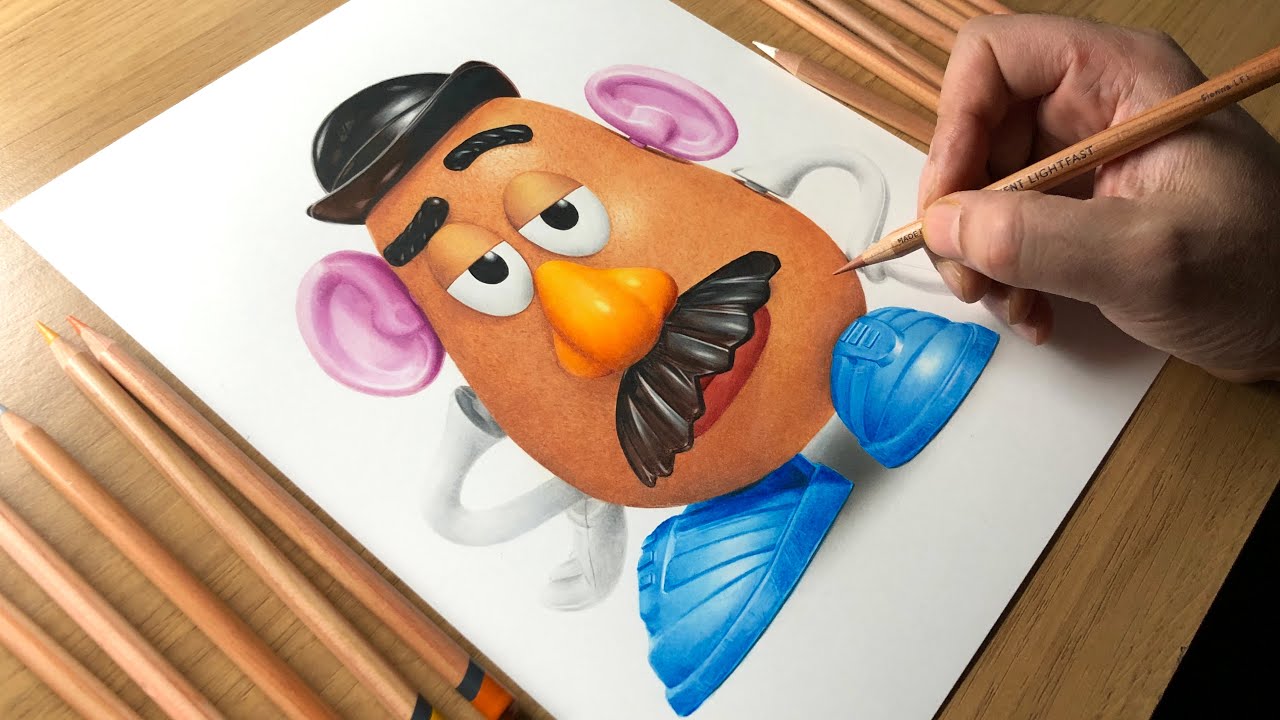 Mr. Potato Head Drawing – Toy Story Art in Colored Pencils, Full Time-Lapse