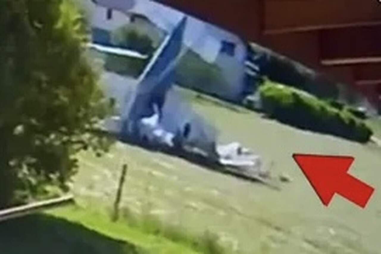 Security camera footage shows plane crash that left three dead in the ...