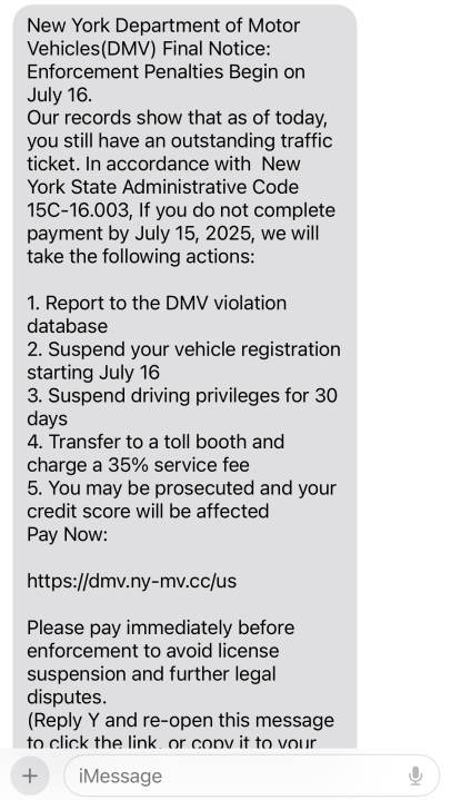 Local authorities warn of DMV text message scam