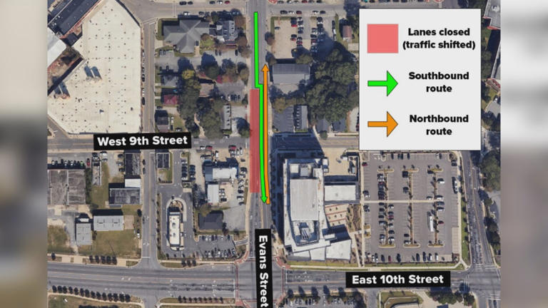Drivers to see lane shift on downtown Greenville street for stormwater ...