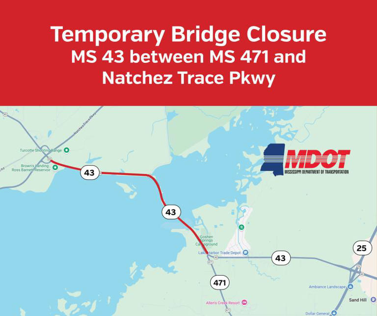 MDOT to close SR 43 bridge over Ross Barnett Reservoir
