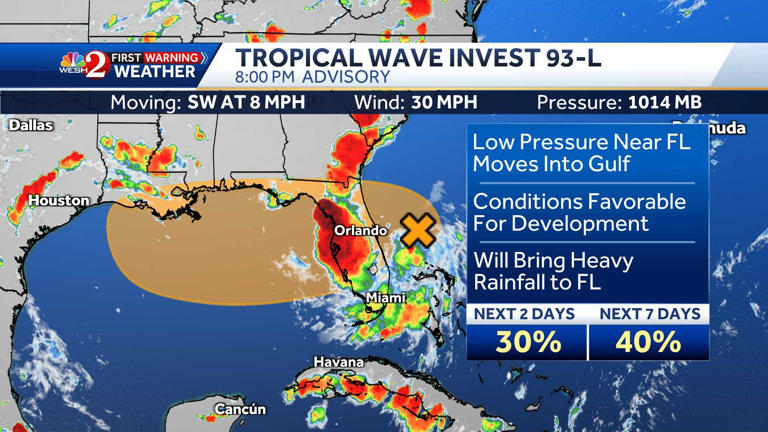 Development chances rise for Invest 93-L off Florida coast; tropical ...