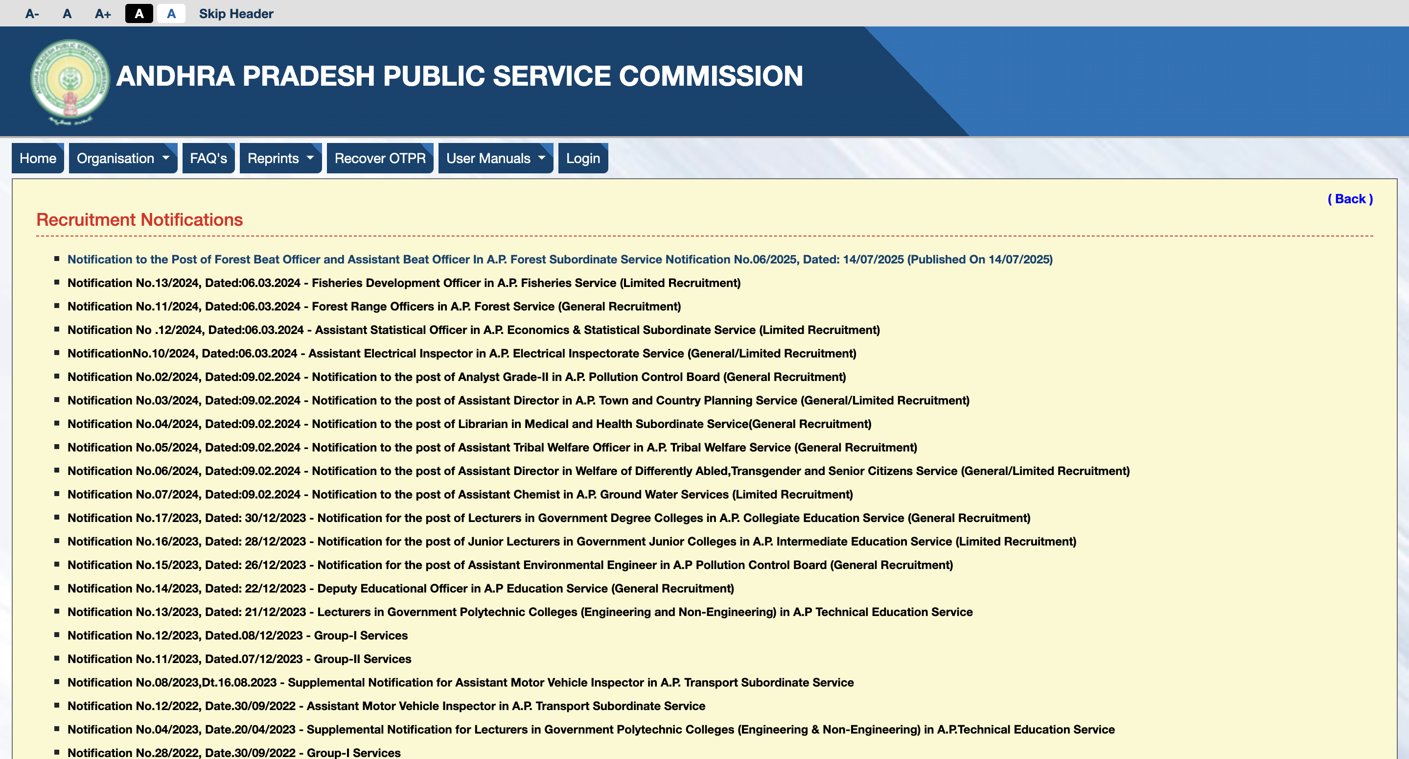 APPSC recruitment 2025: Notification released for Forest Beat Officer ...
