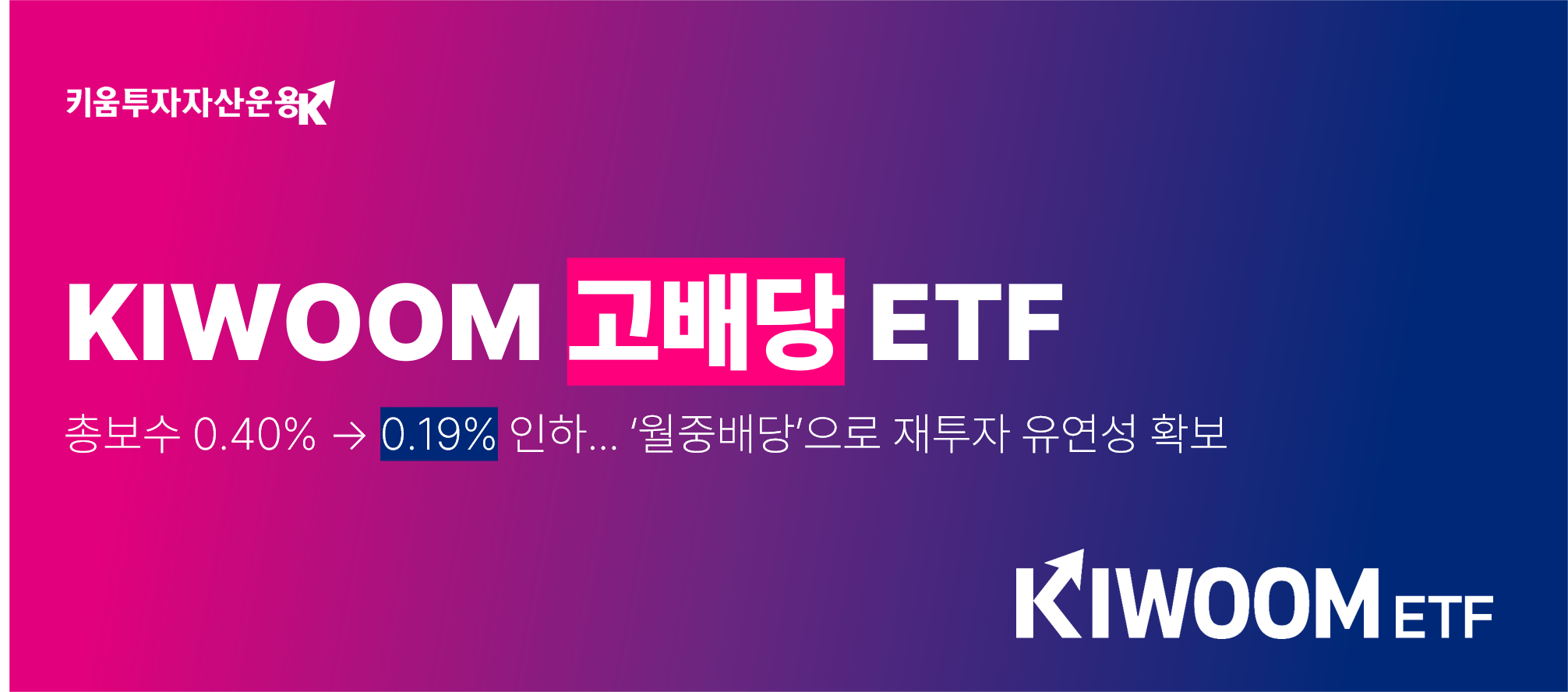 KIWOOM 고배당 ETF, 총보수 0.19%로 인하 … ‘월중 배당’으로 조정