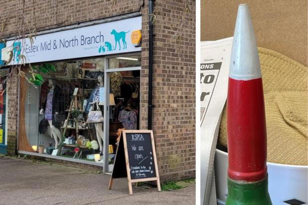 Bomb squad called to Colchester charity shop after live 'rocket' donated