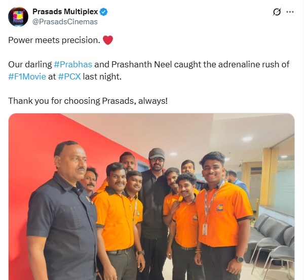 Prabhas watches Brad Pitt's F1 with bestie Prashanth Neel, fans spot ...