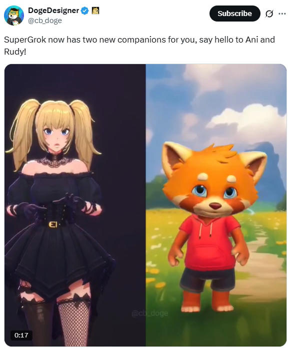 Grok now has AI companions including a goth anime girl, says Elon Musk