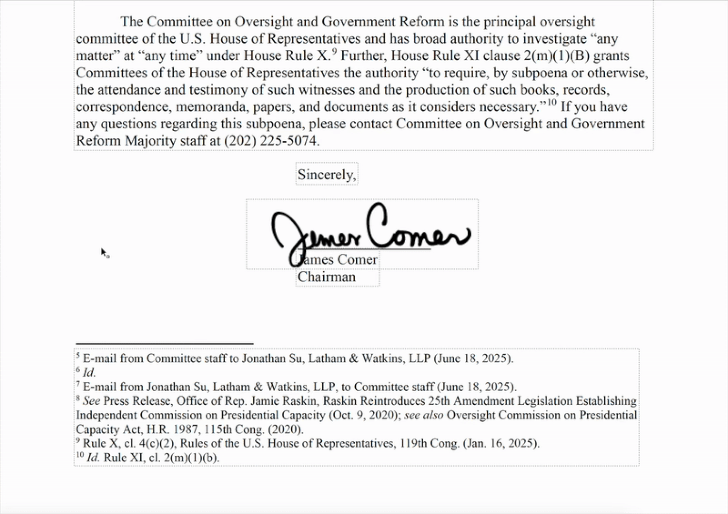 Lead investigator into Biden's use of an autopen signed letters with a ...