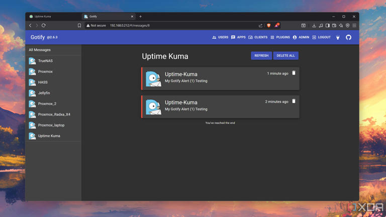 I paired my NAS server with Gotify to receive critical notifications ...