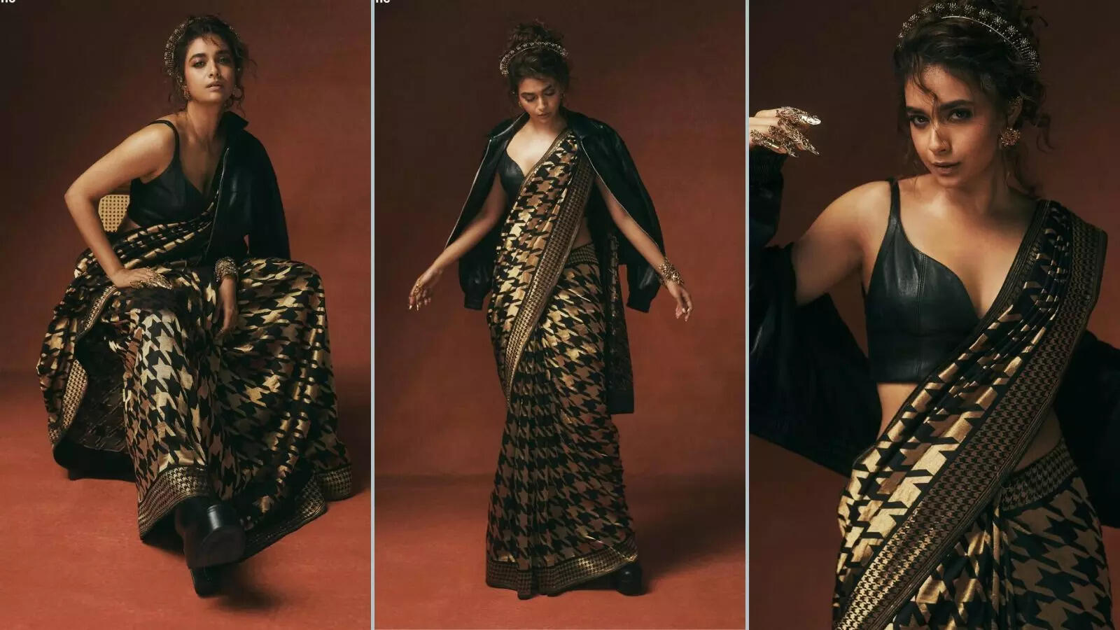 Keerthy Suresh Redefines Ethnic Fashion with Bold Bralette and Saree Fusion