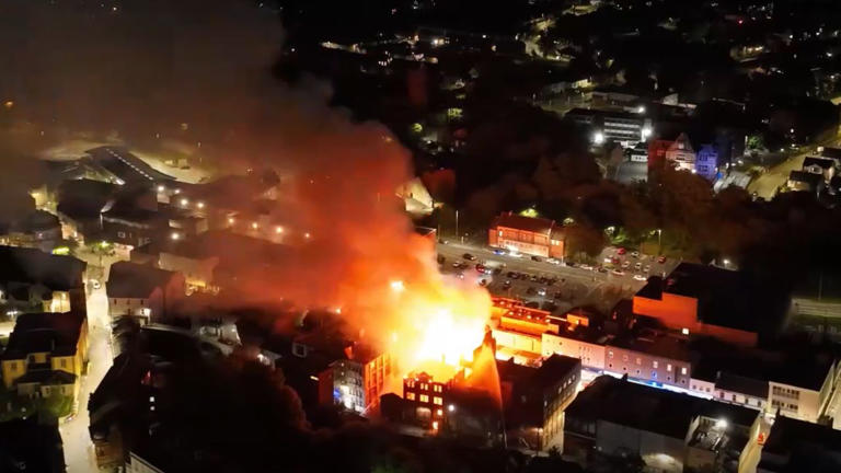 Kilmarnock fire: Drone footage shows large fire in Scottish town as ...