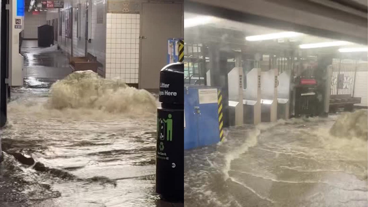 Flash flooding strands passengers on NYC subways during Monday's storm