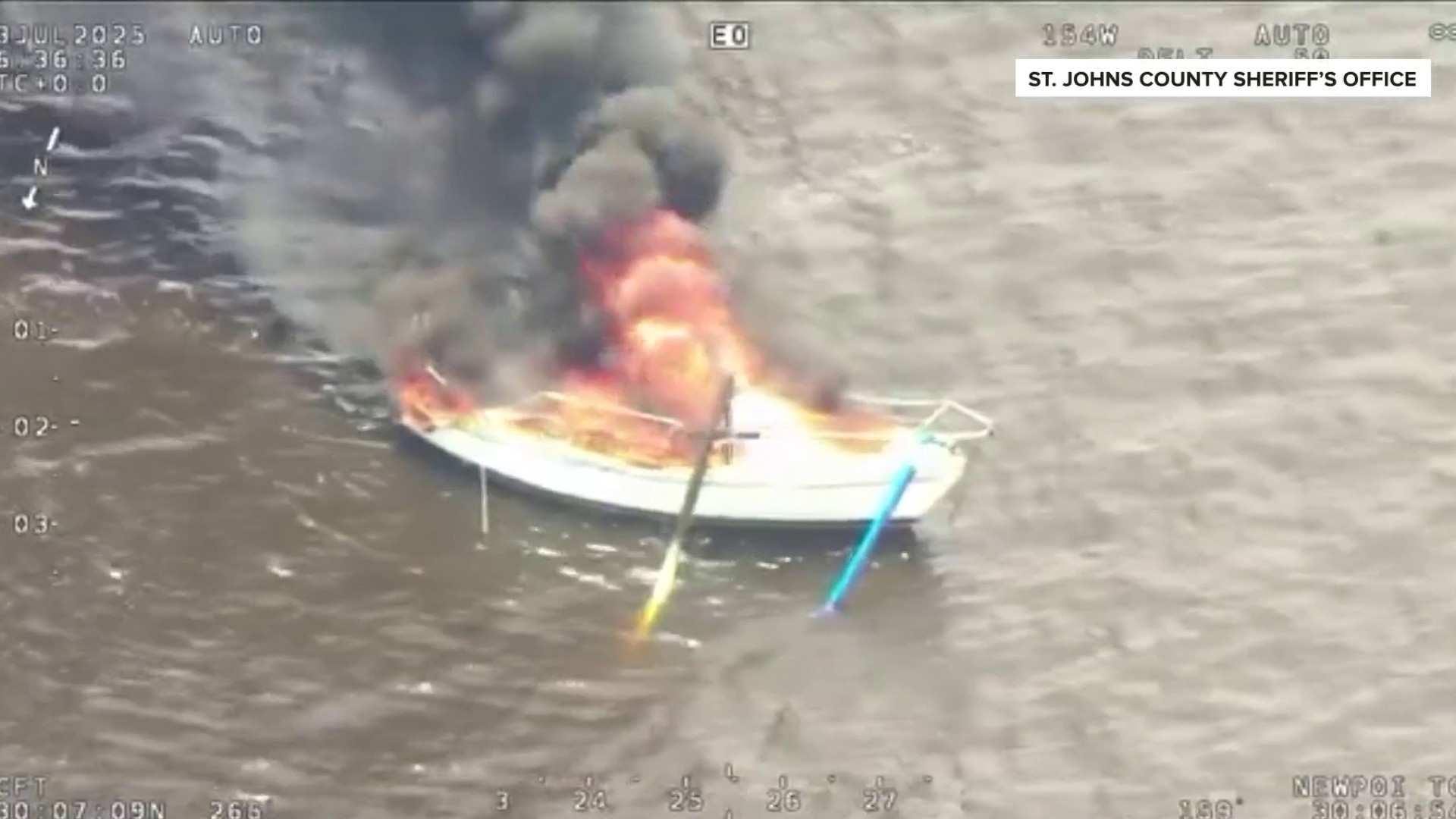 Father and Son Help Passengers on Smoking Boat Get to Shore