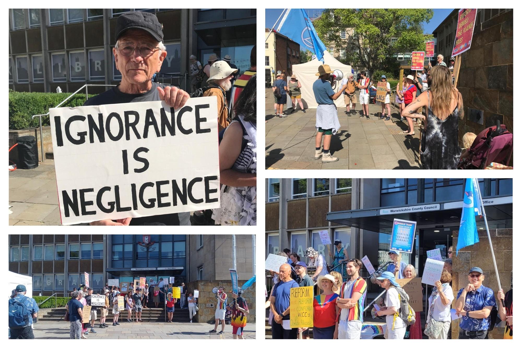 Climate activists protest in Warwick against Reform UK’s climate change ...