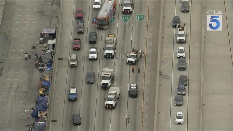 Lanes closed after person gets hit by car on 110 Freeway in South Los ...