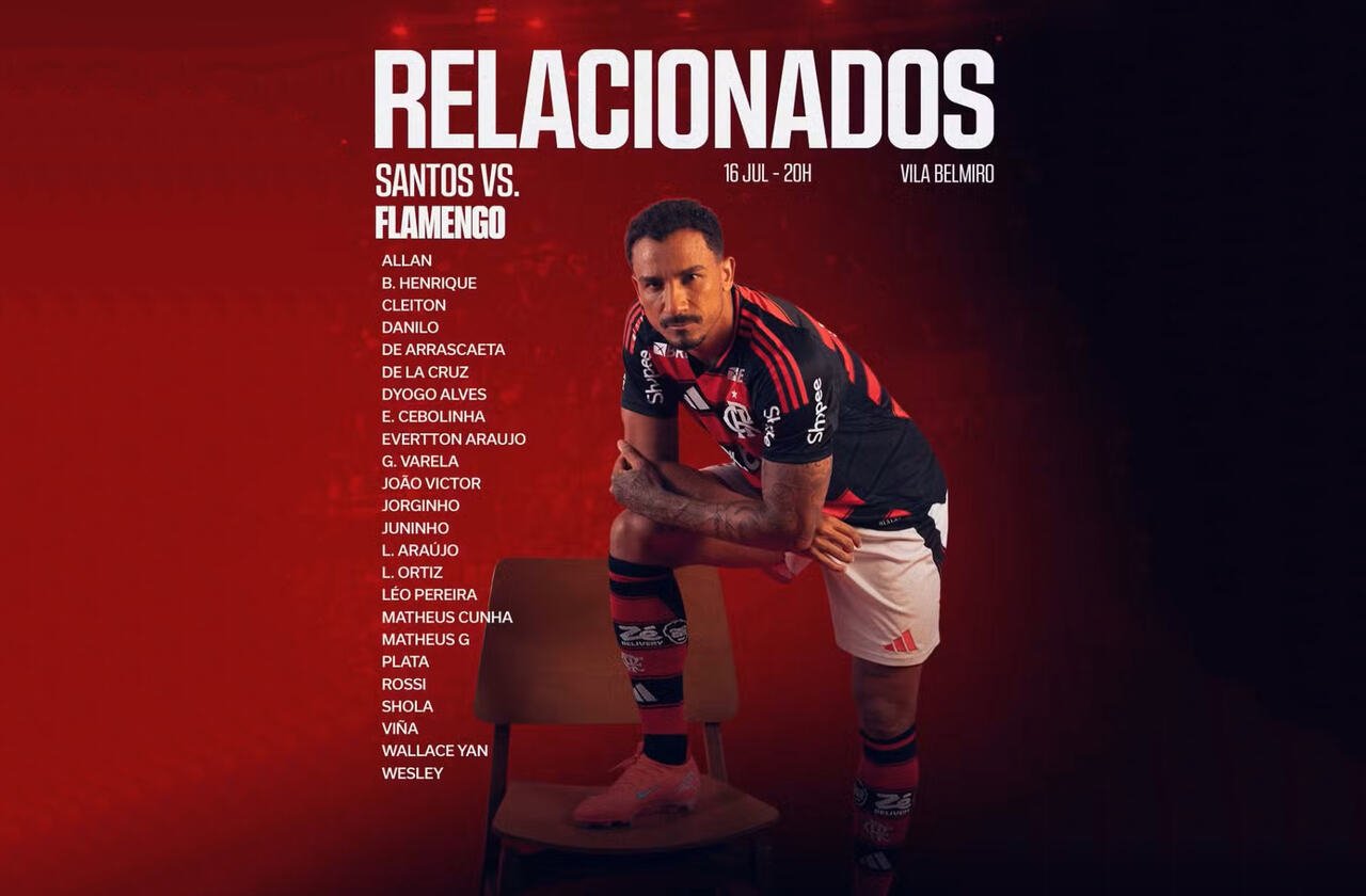 Sem Pedro, Flamengo divulga relacionados para jogo com o Santos
