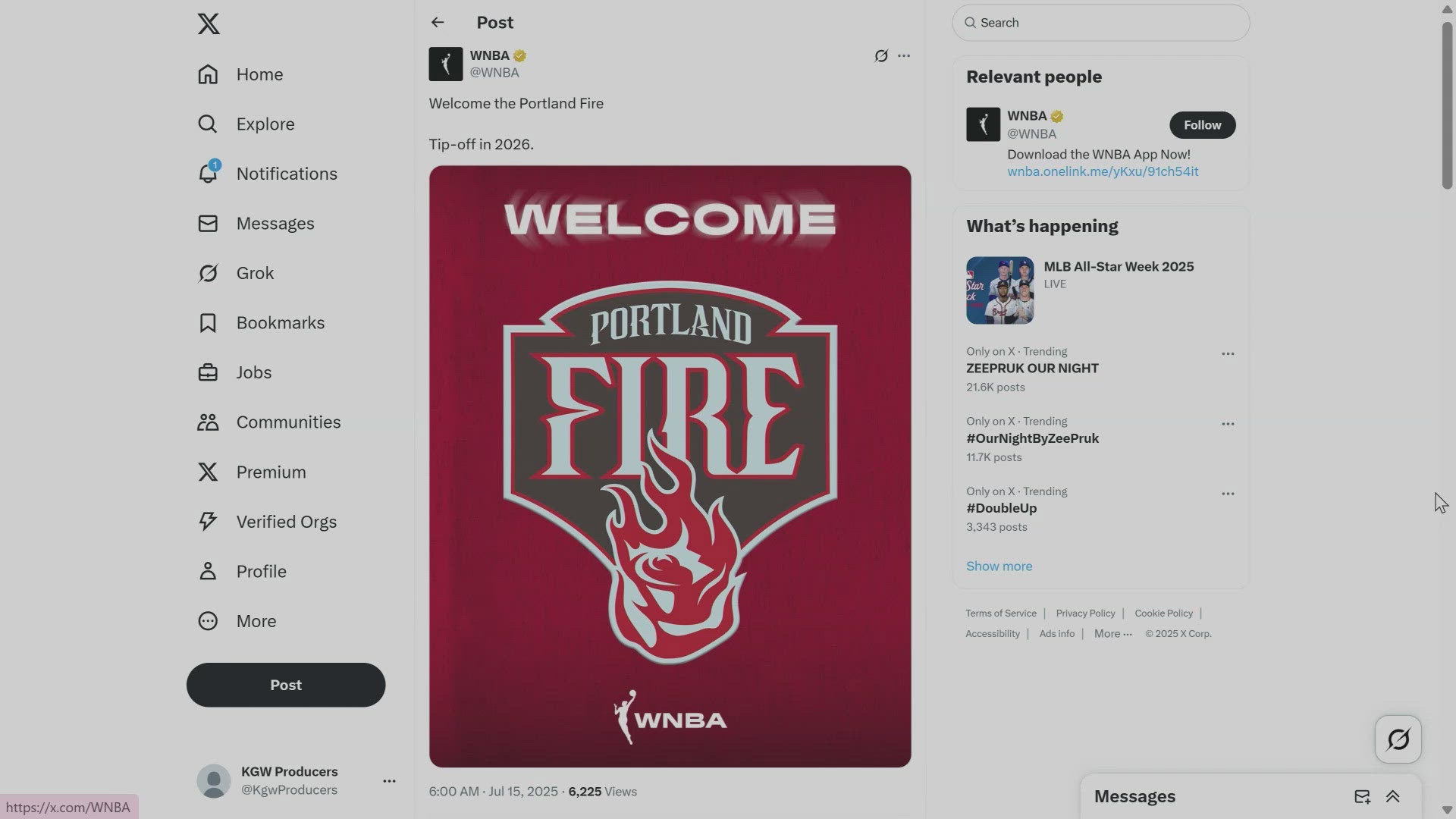 WNBA reveals name of new Portland team