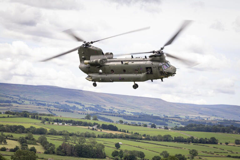 British Armed Forces helicopters in action during major air assault drill