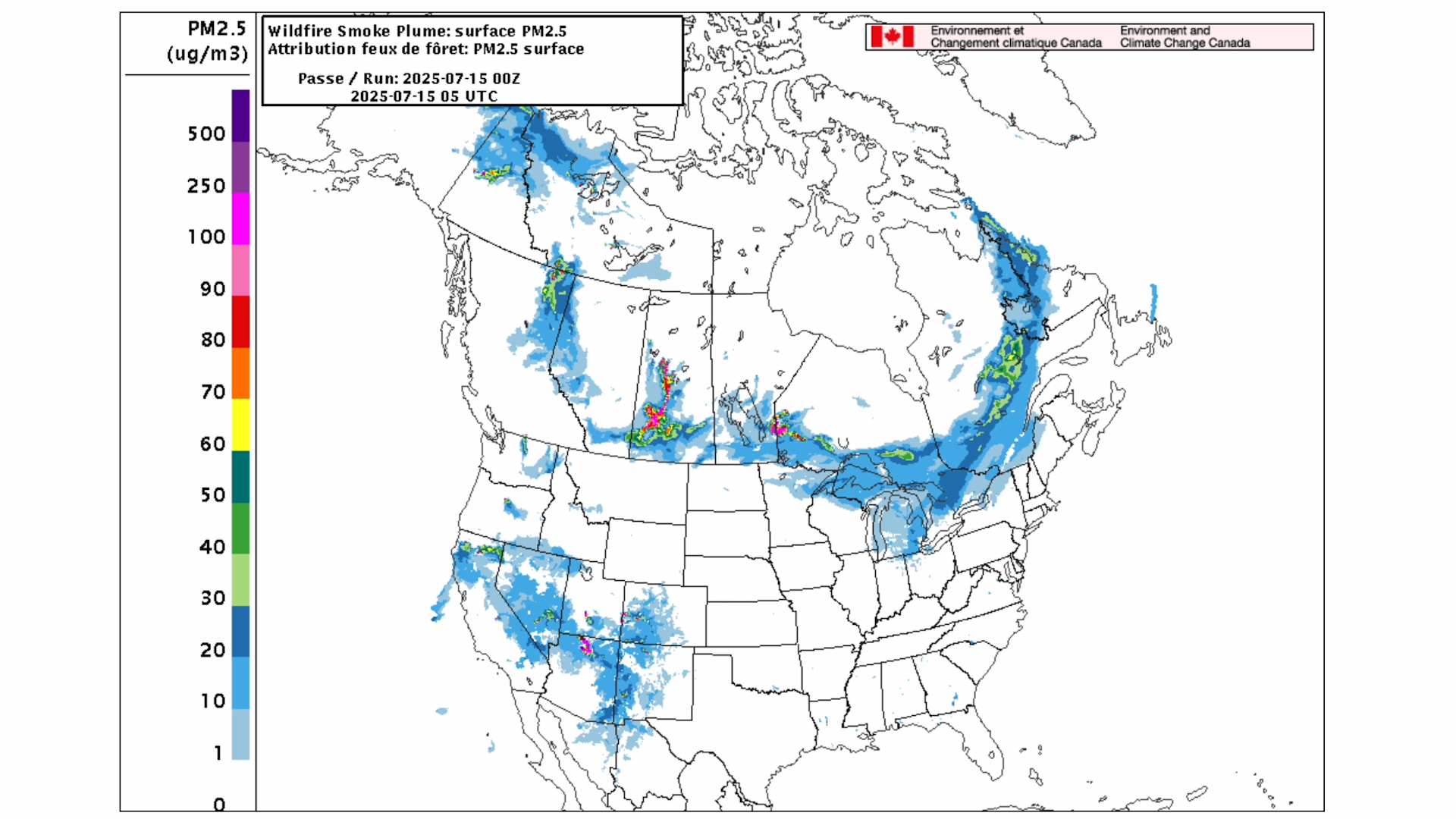 Government map shows wildfire smoke to intensify over prairies