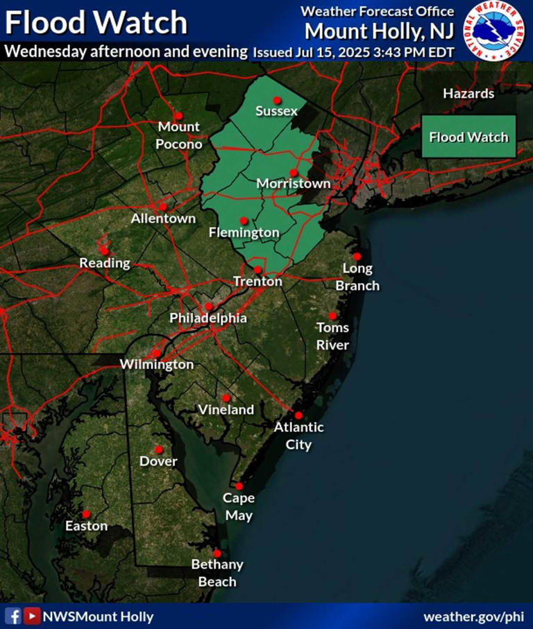Flood Watch, Heat Advisory Issued For NJ As State Recovers From Deadly ...