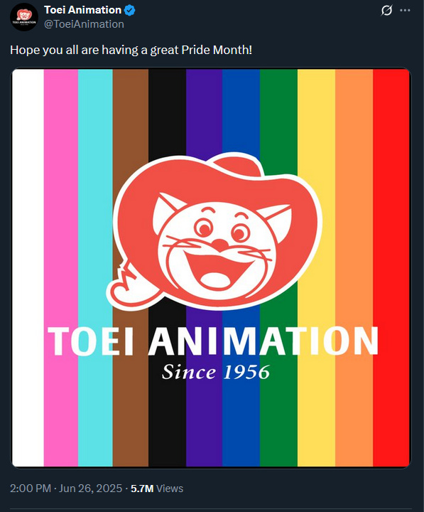 Toei Animation Faces Backlash Over Pride Month Post on X