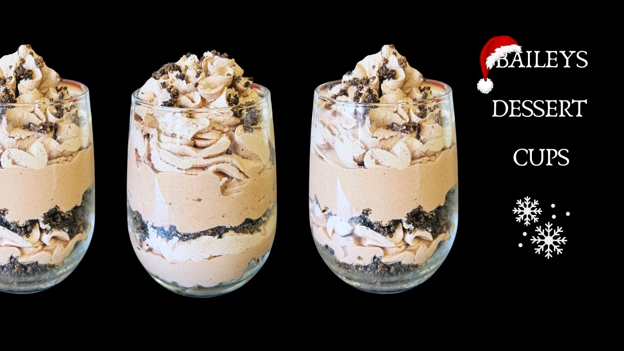 Baileys Dessert Cups 🥂 | Easy Festive Recipe | No-Bake Baileys Cheesecake