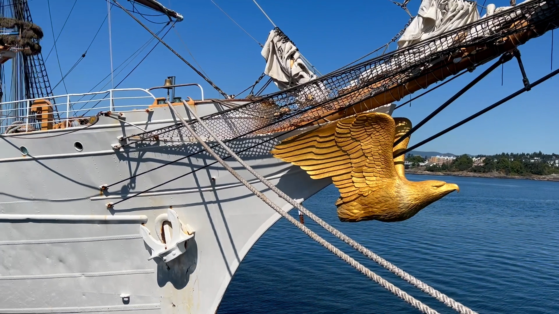 US Coast Guard Tall Ship Barque Eagle sails into Victoria