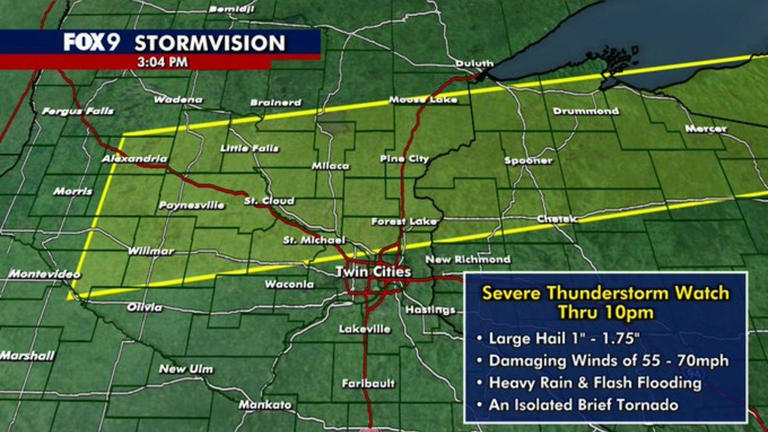 Minnesota weather: Severe Thunderstorm watch includes north Twin Cities metro