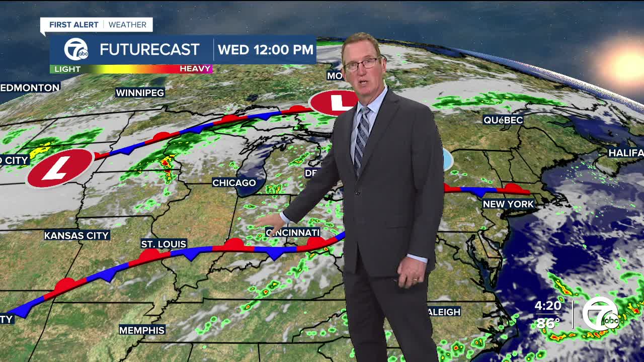 Storm chance back tomorrow