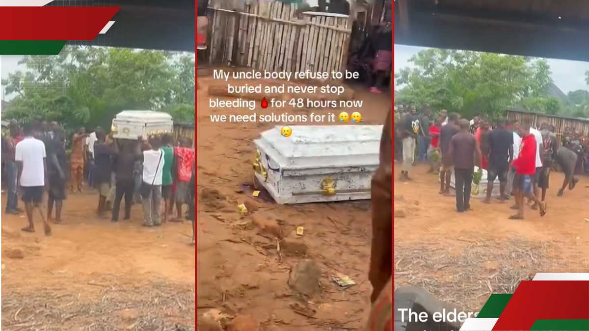 Shock at burial as blood-like liquid leaks from coffin as deceased ...