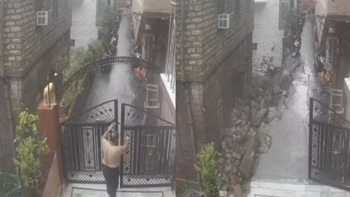 VIRAL News: Terrifying Video Shows Man Escaping Safely As Wall Of ...