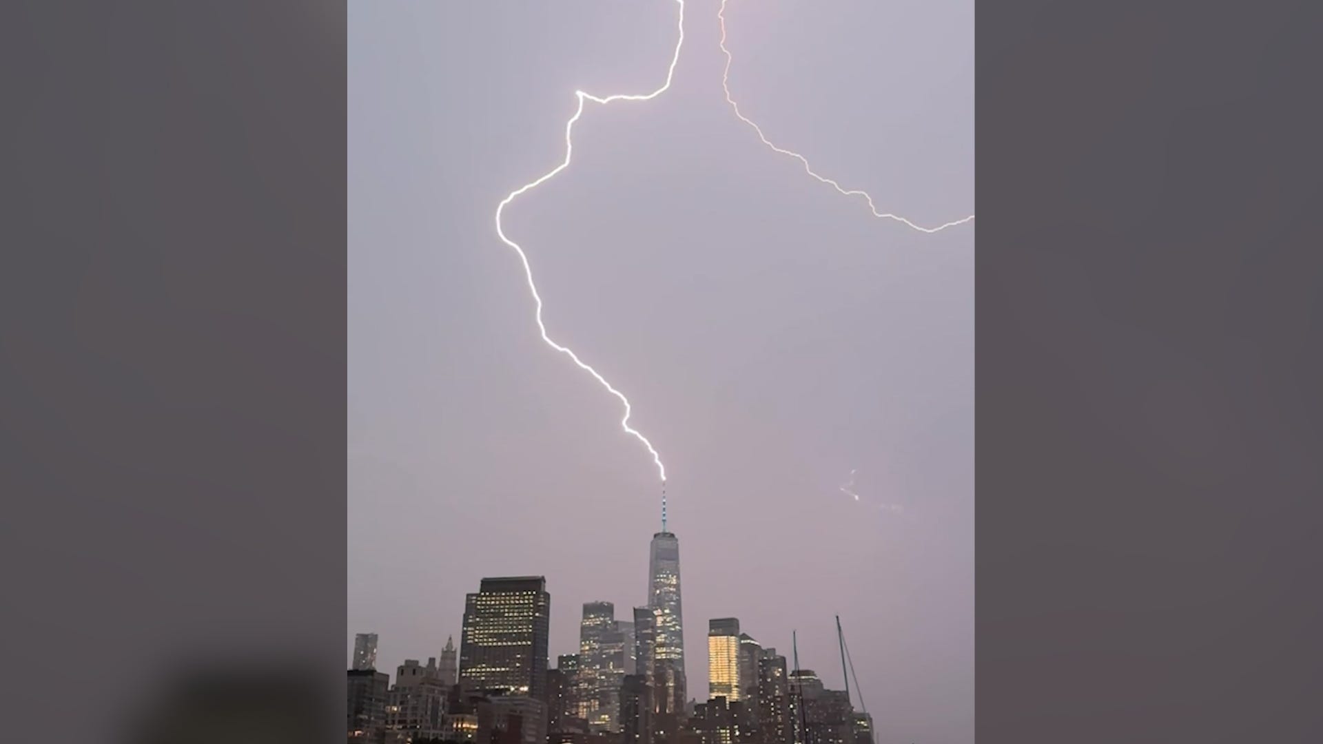 See video of lightning strike at One World Trade Center in New York City