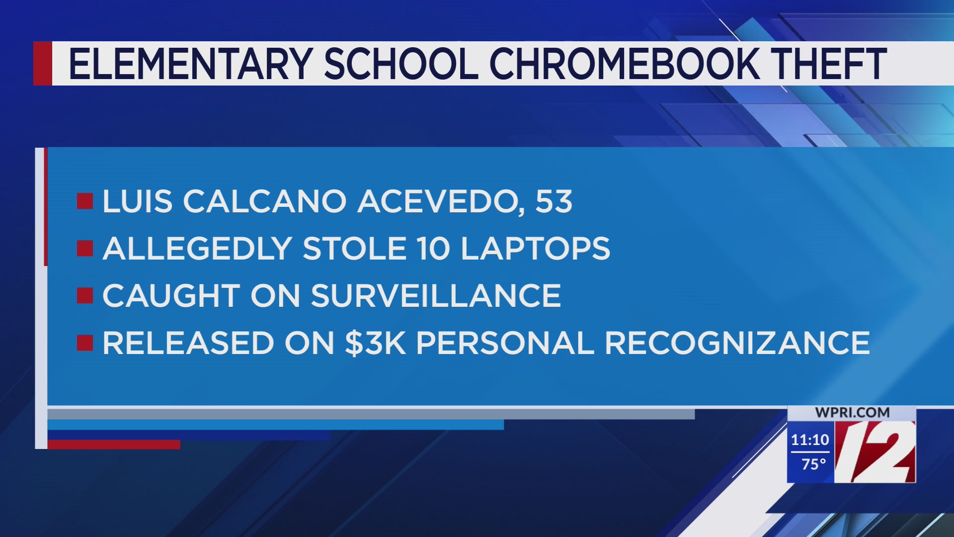 Police Custodian Stole 10 Laptops From Warwick Elementary School