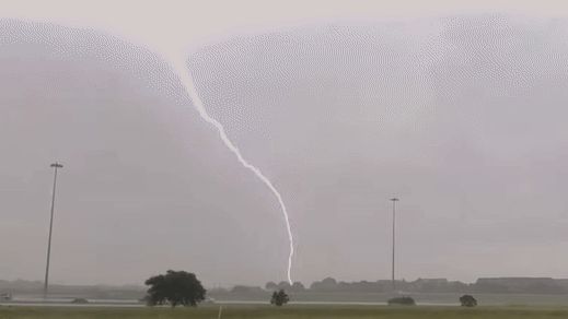 Thunder Cracks Split Seconds After Lightning Strikes in Texas