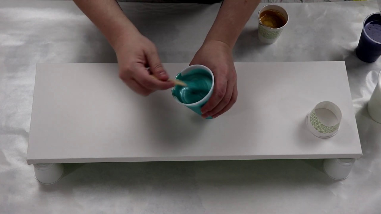 Indigo and Turquoise Open Cup Pour! Acrylic Pouring Technique