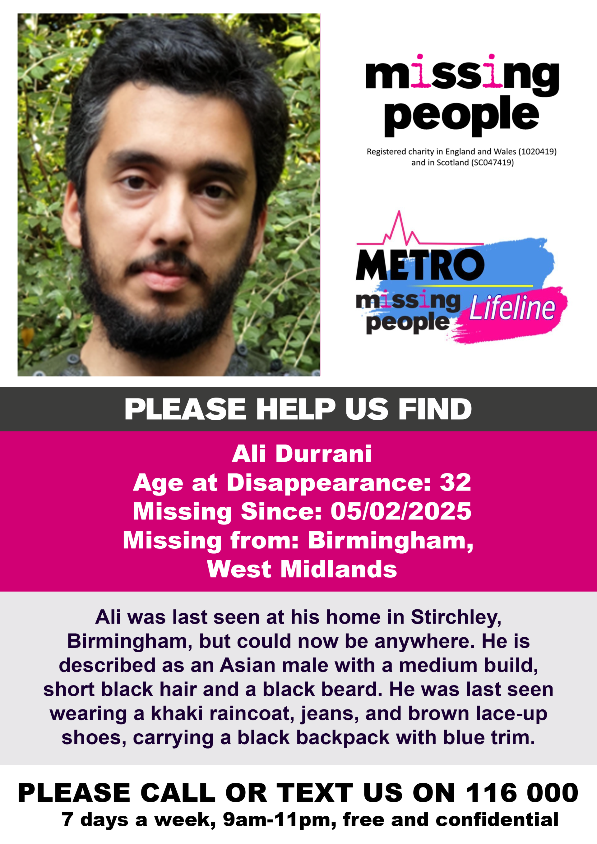 family plea for answers as Ali Durrani still missing