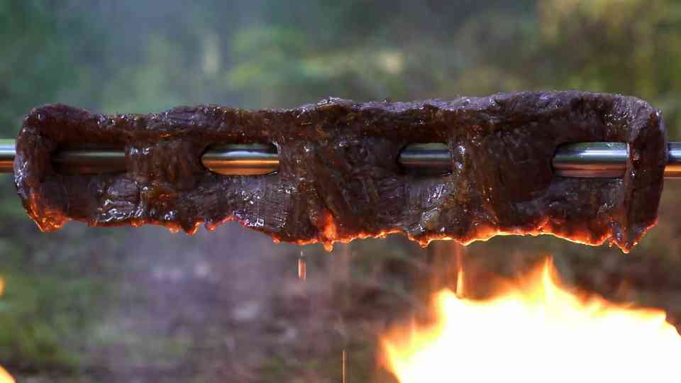 Epic Primitive Meat Cooked Straight on Flames🔥