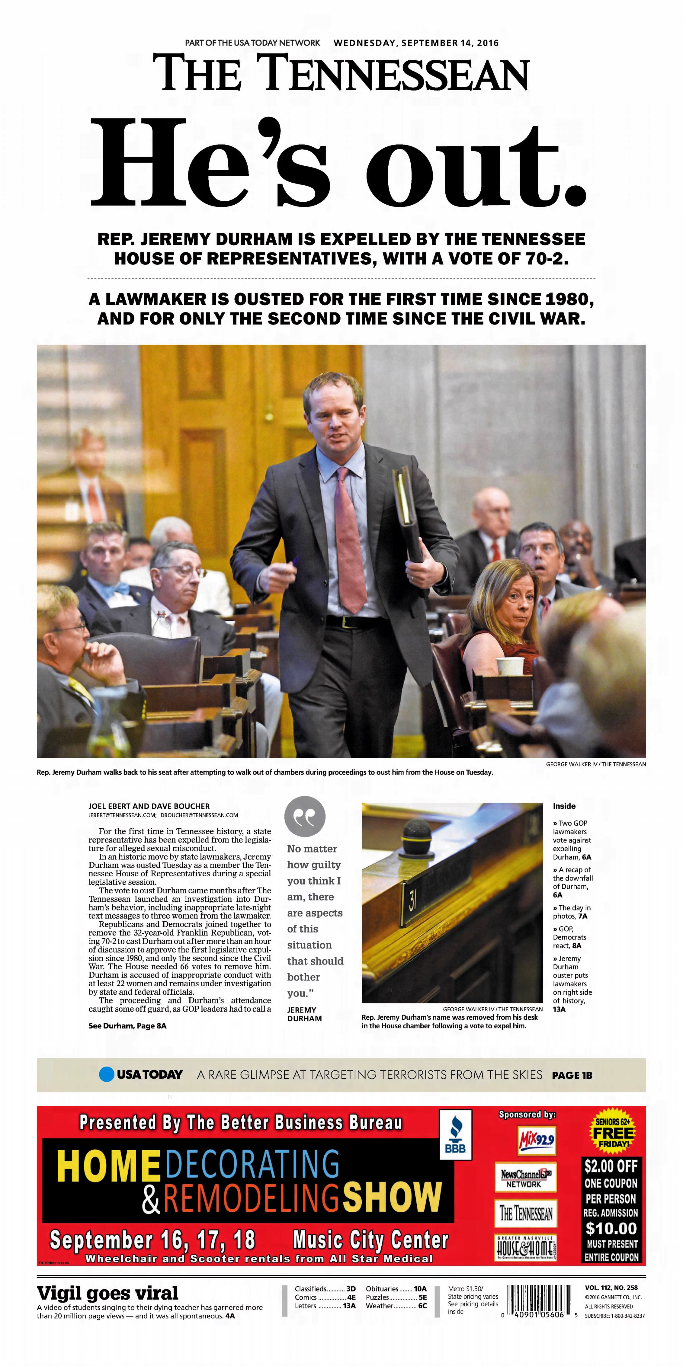 In 2016, TN legislature bounced second member since Civil War ...