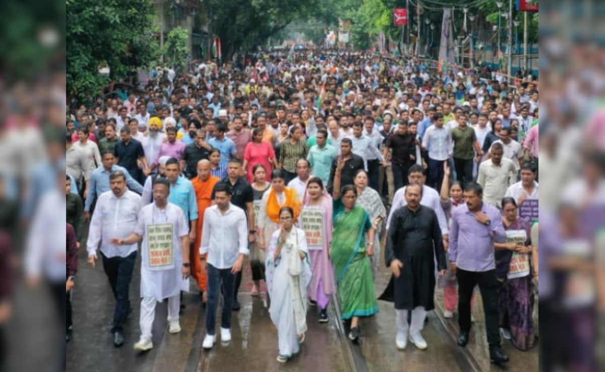 Mamata Banerjee's March In Rain Over 'Harassment' Of Bengali Migrants