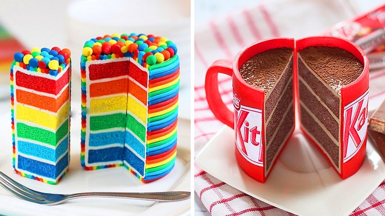 Hoe je een Regenboogkubus- en KitKat-Moktaart Maakt 🍰🍫 | Kleurrijke ...